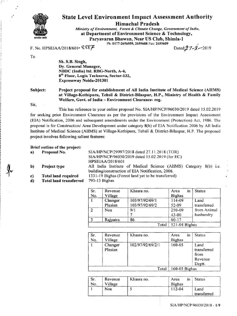 04262019vi46nri4ec Letter Aiims | PDF | Waste | Municipal Solid Waste