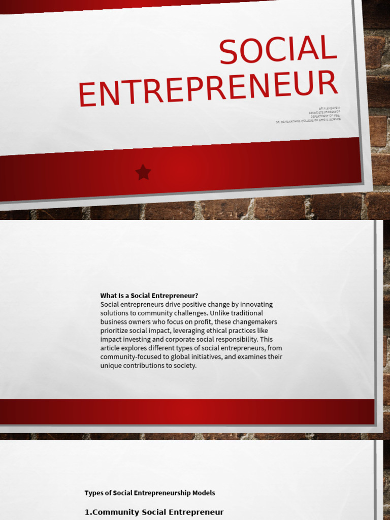 Social Entrepreneur | PDF | Social Entrepreneurship | Entrepreneurship