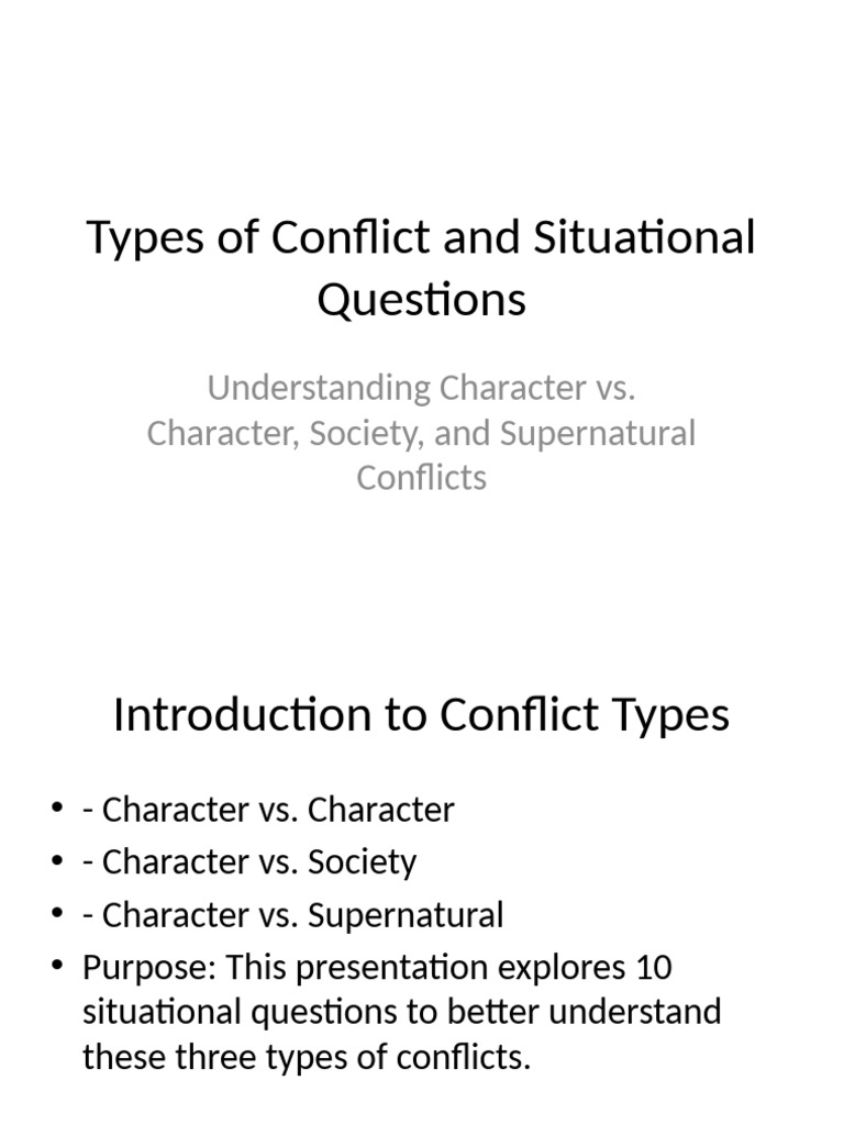 Types of Conflict and Situational Questions | PDF | Thought
