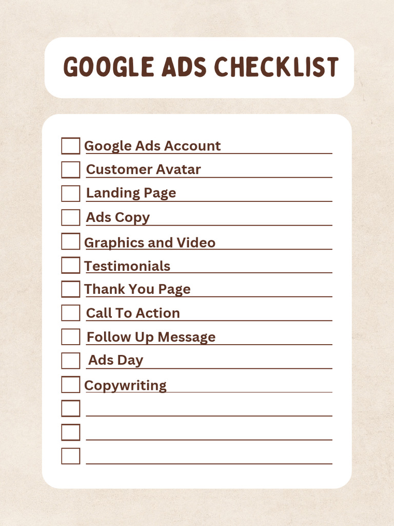 Google Ads Checklist | PDF