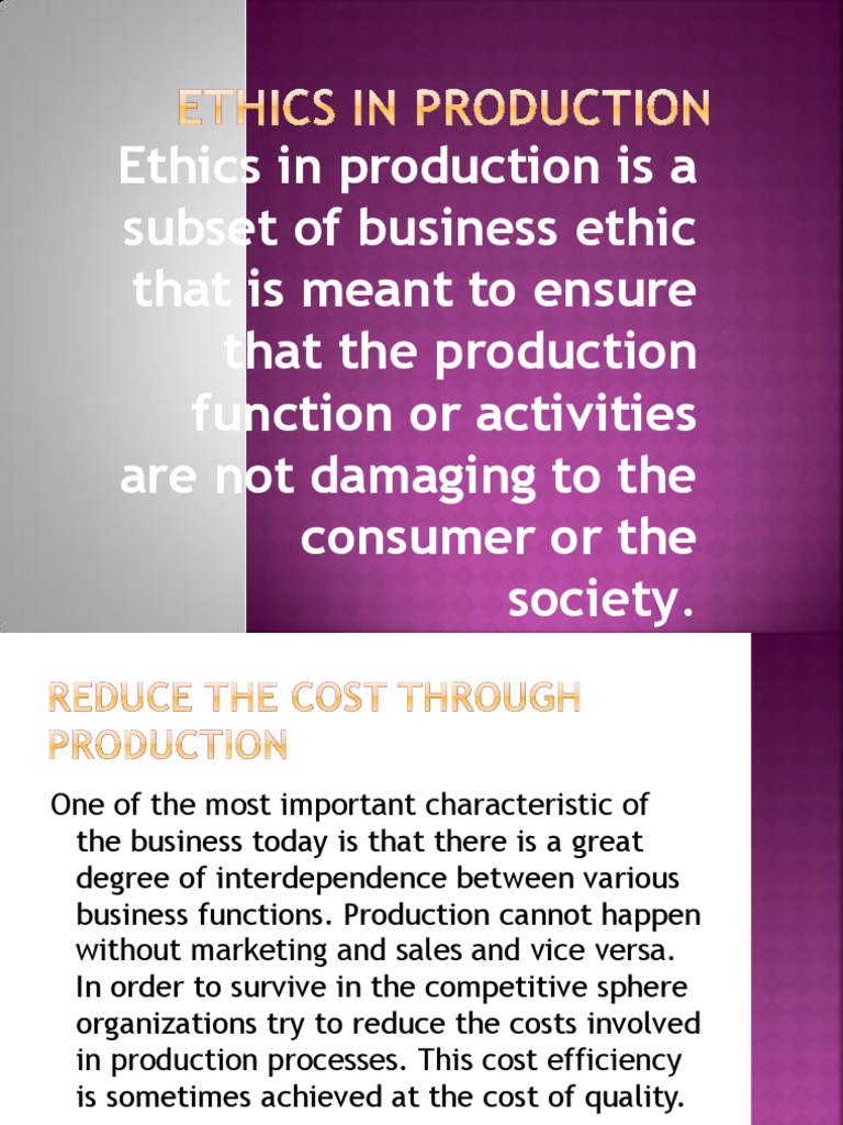 Ethics in Production | PDF | Production Function | Pollution