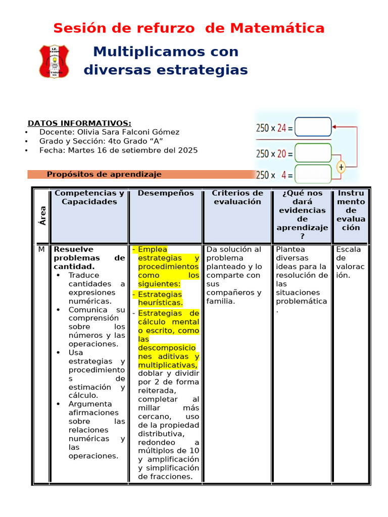 4° Material Día 4 Mat Multiplicamos de Diversas Formas Unidad 4 Semana ...