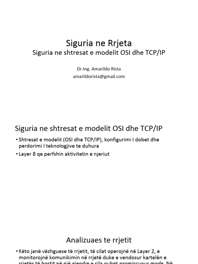1 Siguria Ne Shtresat e Modelit OSI Dhe TCP:IP | PDF