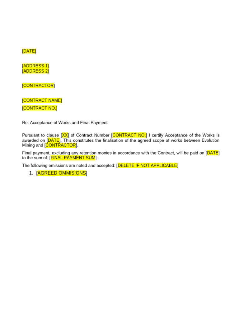 Acceptance Letter Template | PDF
