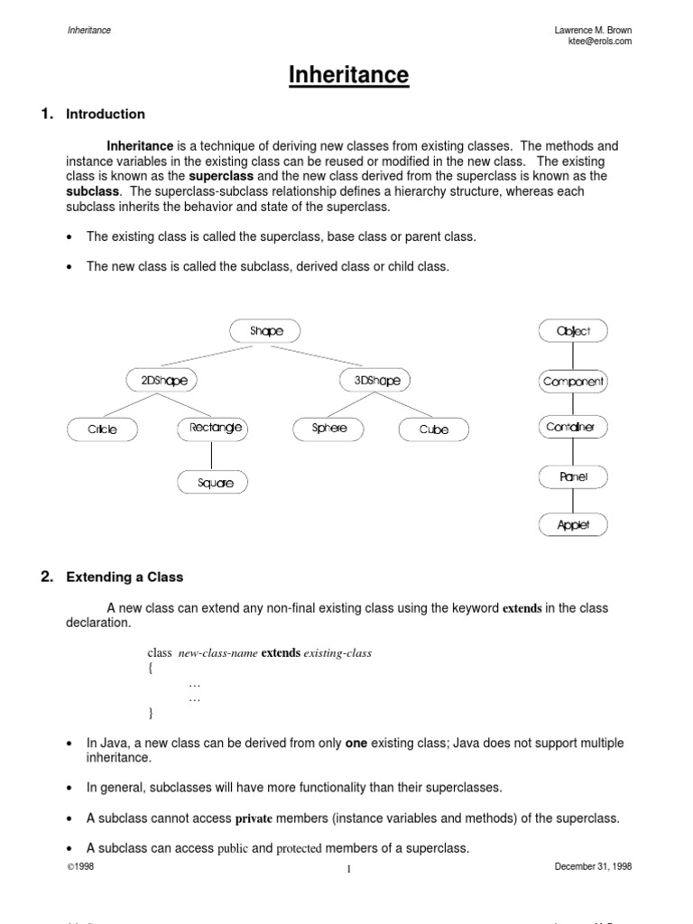 Inheritance Inheritance Is A Technique Of Deriving New Classes From Existing Classes The 