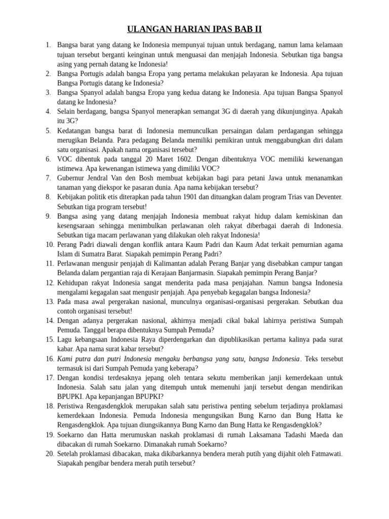 Ulangan Harian Ipas Bab II | PDF