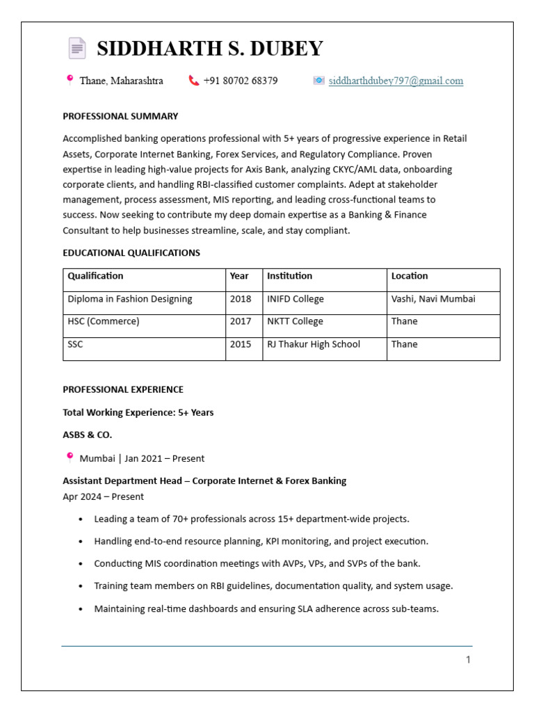 Banking Operations Consultant Profile | PDF | Regulatory Compliance ...