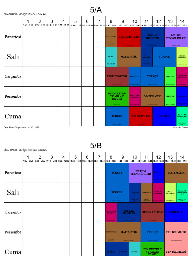 Sinif Ders Programi | PDF