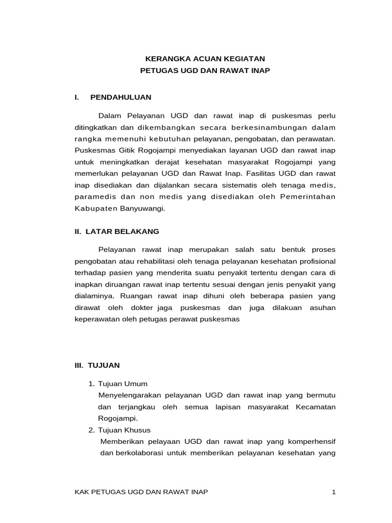 Pelayanan UGD dan Rawat Inap Puskesmas | PDF
