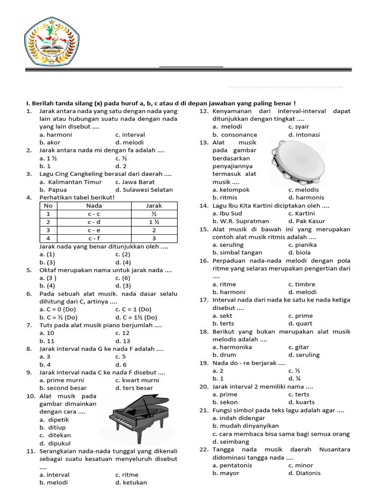 Soal Pas Sbdp Kelas 6 Ganjil | PDF