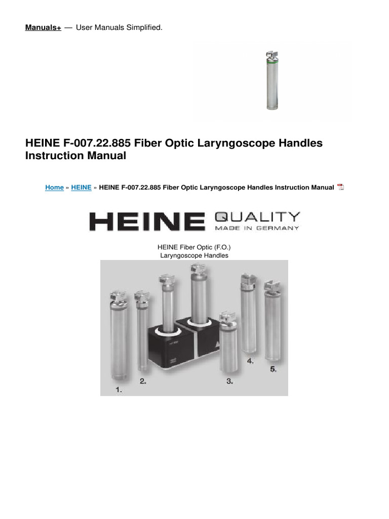 F 007-22-885 Fiber Optic Laryngoscope Handles Manual | PDF