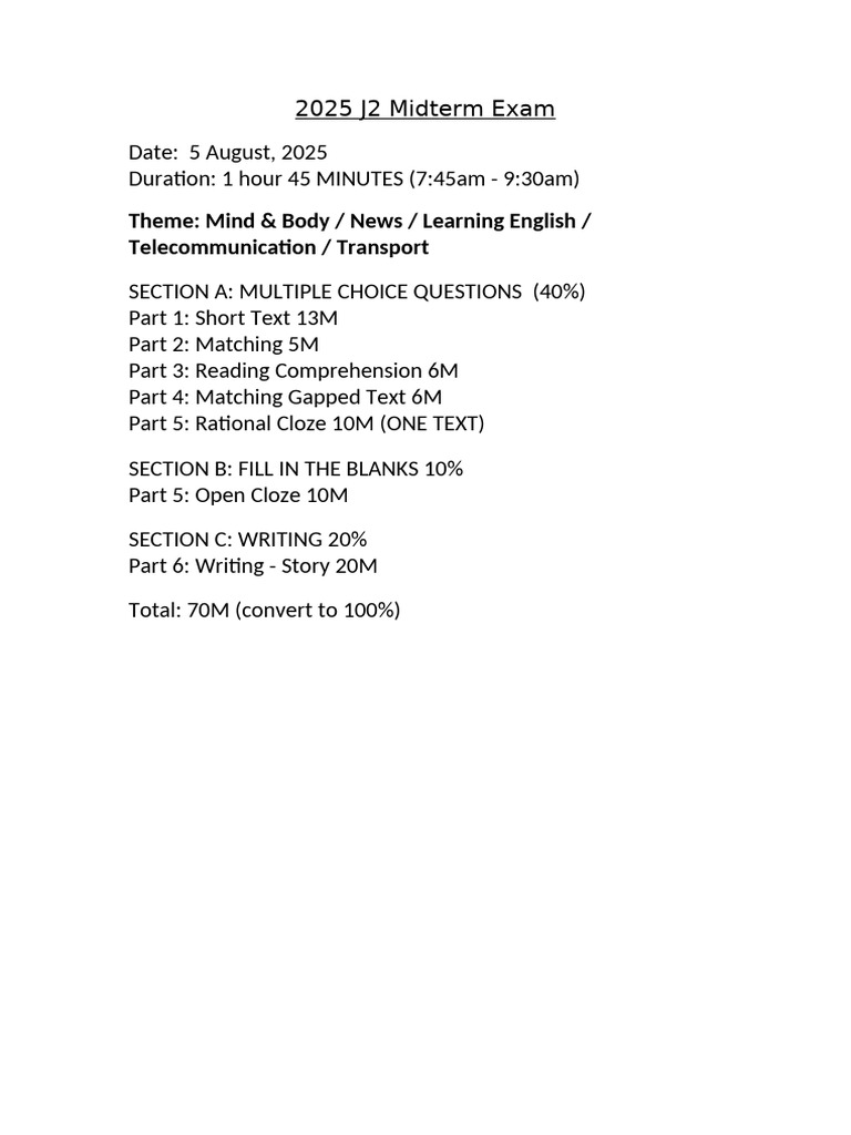 2025 J2 SEM 2 Midterm Exam (1) | PDF