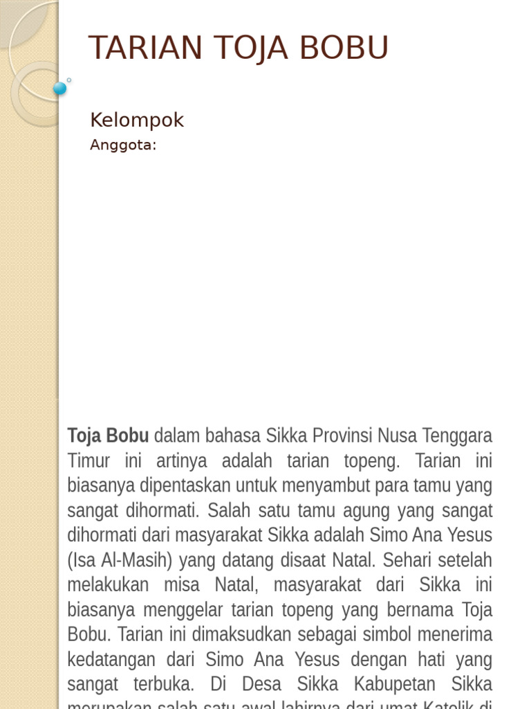 Tarian Toja Bobu | PDF