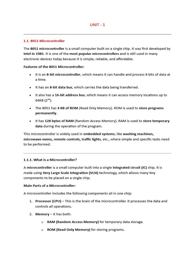 8051 Microcontroller Overview and Features | PDF | Microcontroller ...