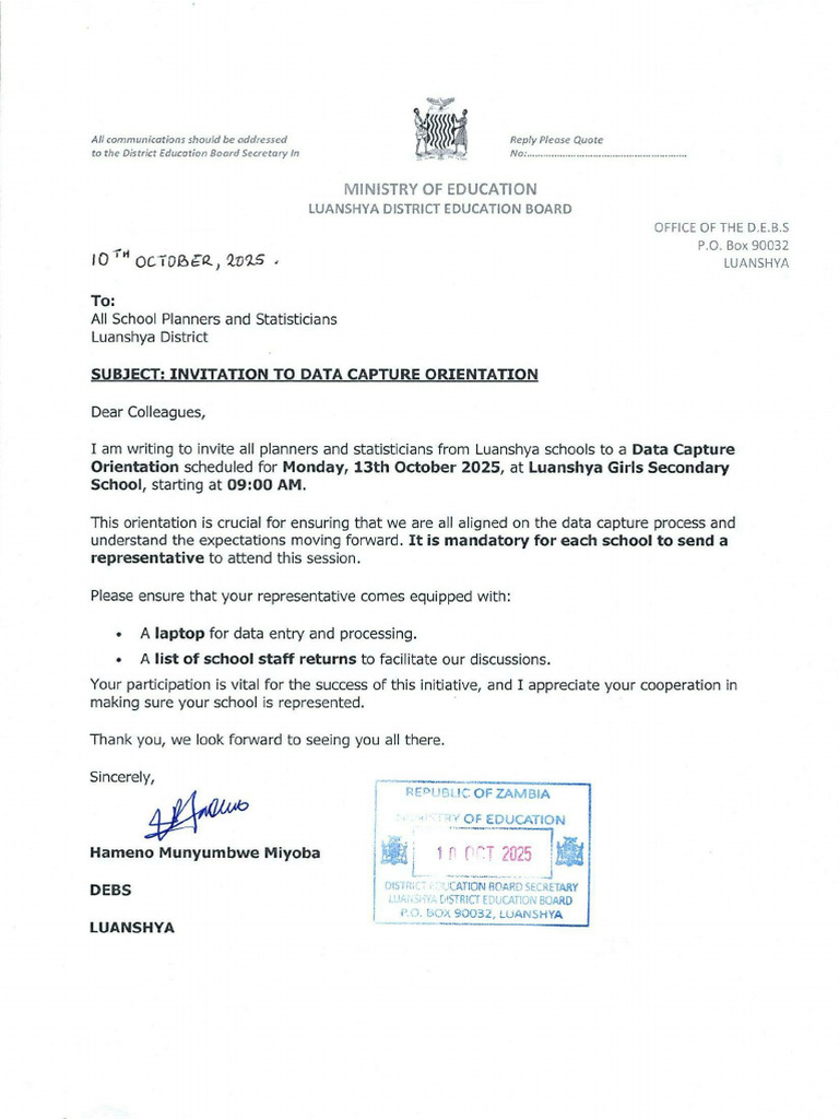 Invitation To Orientation | PDF