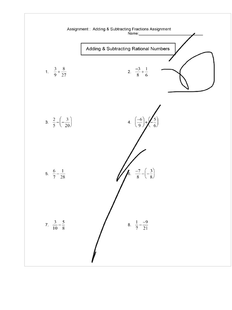 Adding Subtracting Rational Numbers | PDF