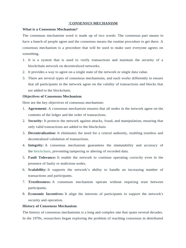 1.2 Consensus Mechanism | PDF | Computing | Distributed Computing