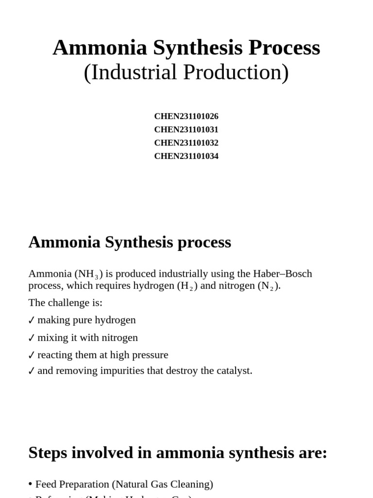 Ammonia Synthesis Process Overview | PDF | Carbon Dioxide | Methane