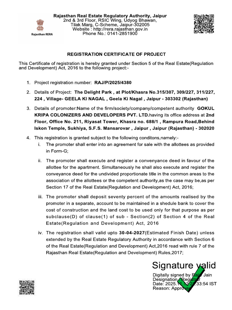 Rera-The Delight Park | PDF