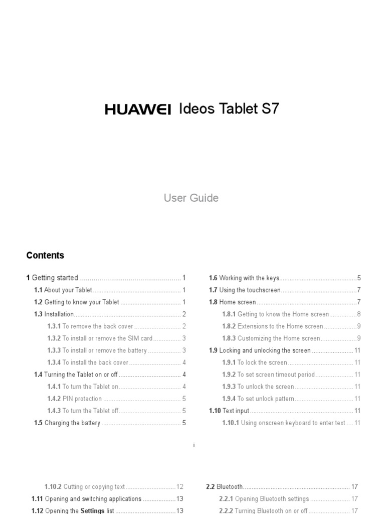 Ideos Tablet S7: User Guide | PDF | Web Page | Bluetooth
