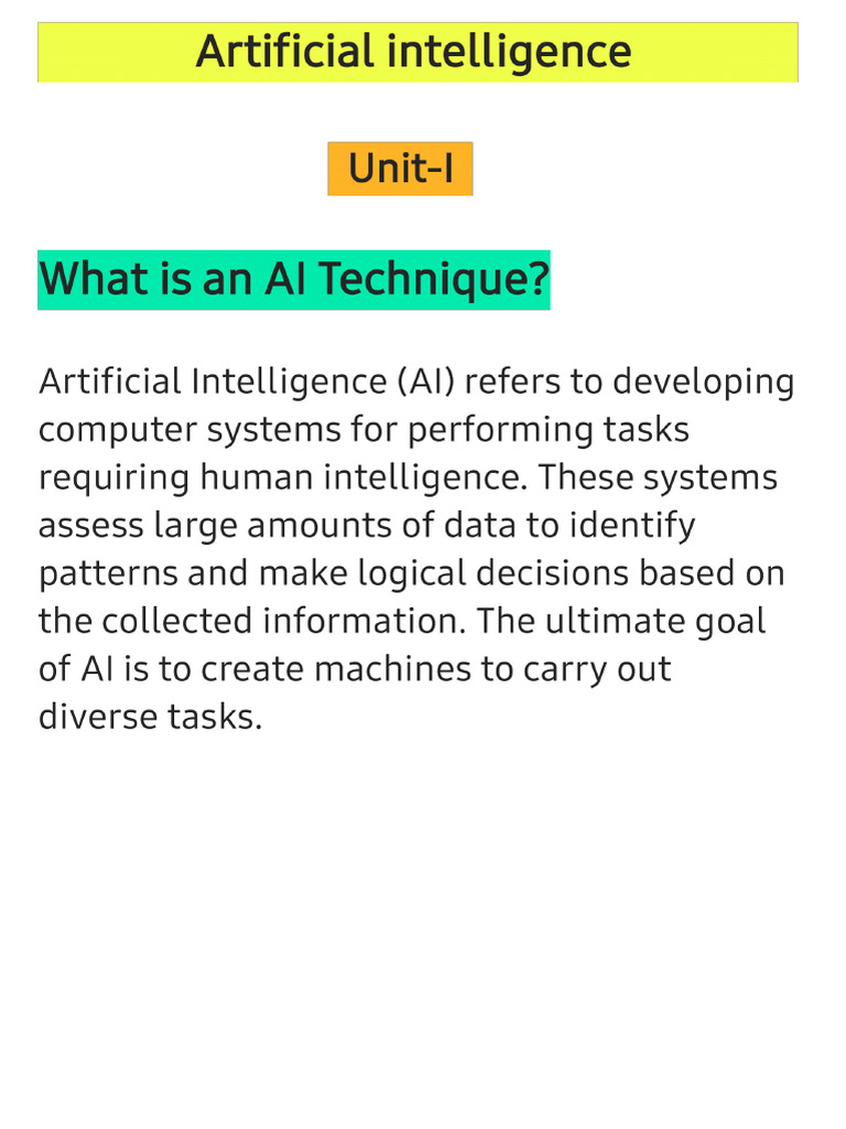 Artificial Intelligence Unit-I | PDF