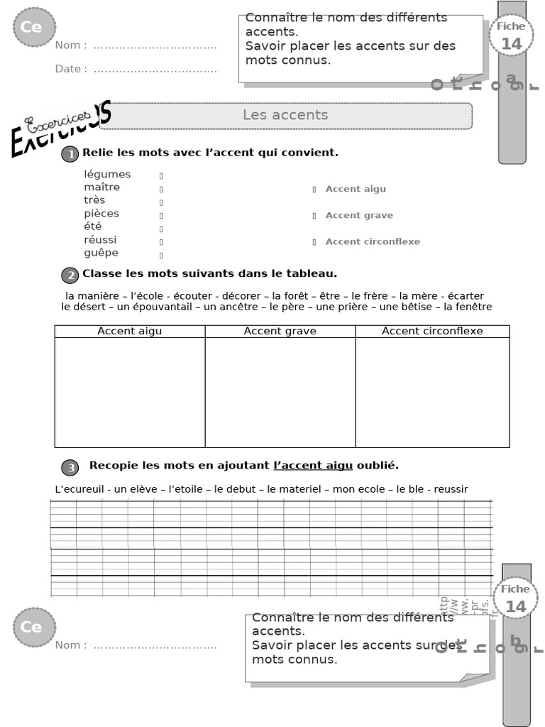 Exercices sur les accents en français | PDF
