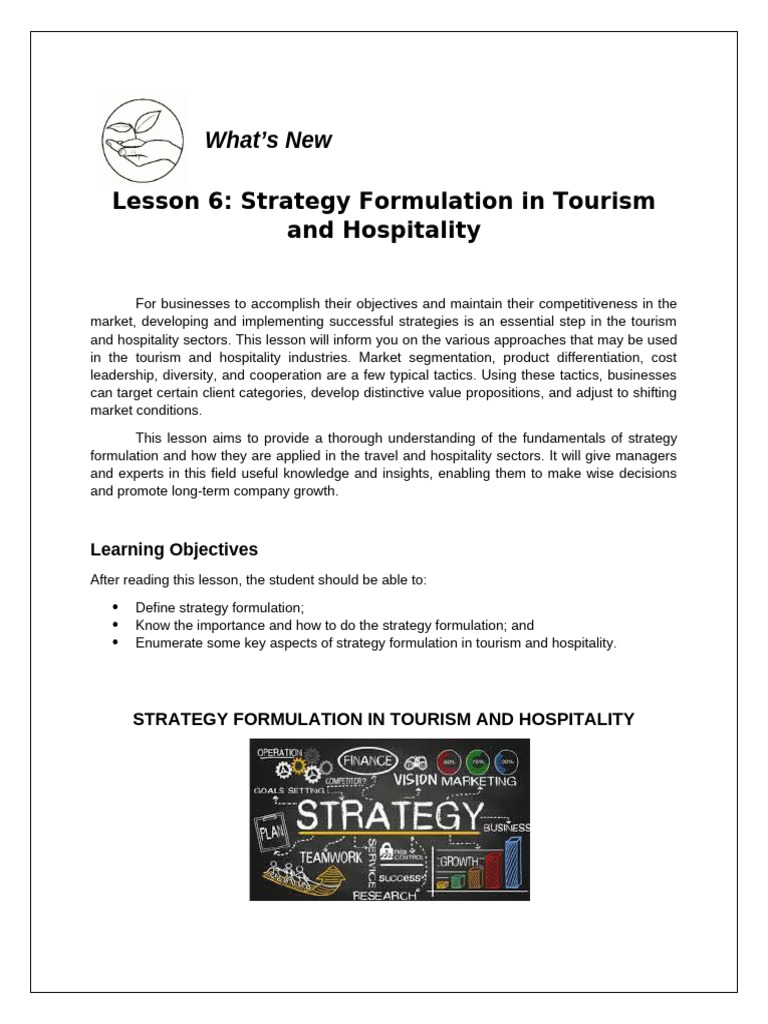 Strategy Formulation in Tourism & Hospitality | PDF | Strategic ...