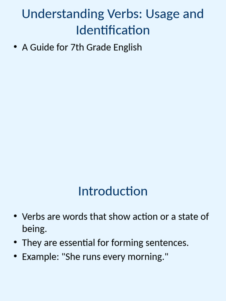 Verbs Presentation 7th Grade Colored | PDF | Grammatical Tense | Verb