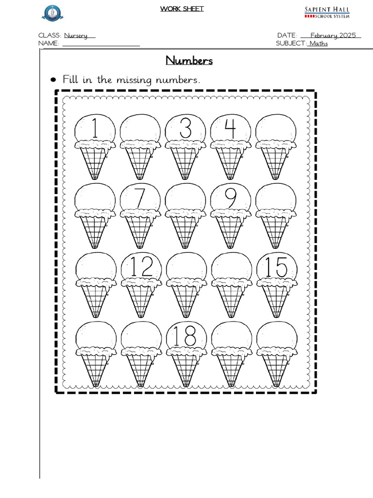 I Till 20 Missing Numbers | PDF