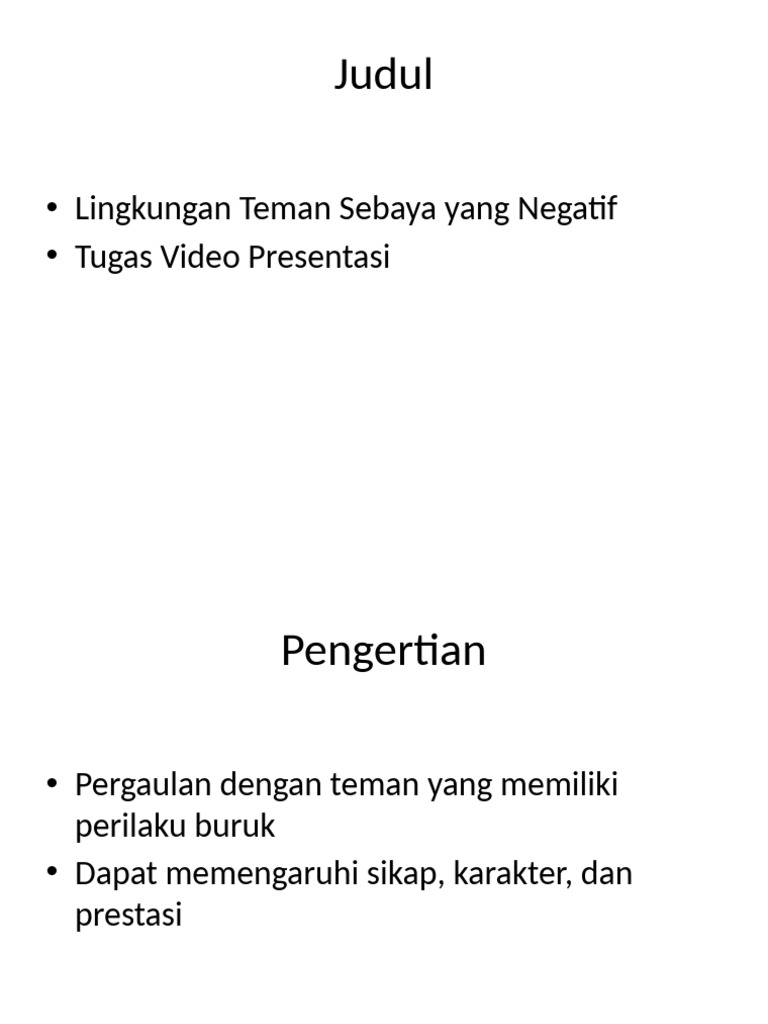 Slide Lingkungan Teman Sebaya Negatif | PDF