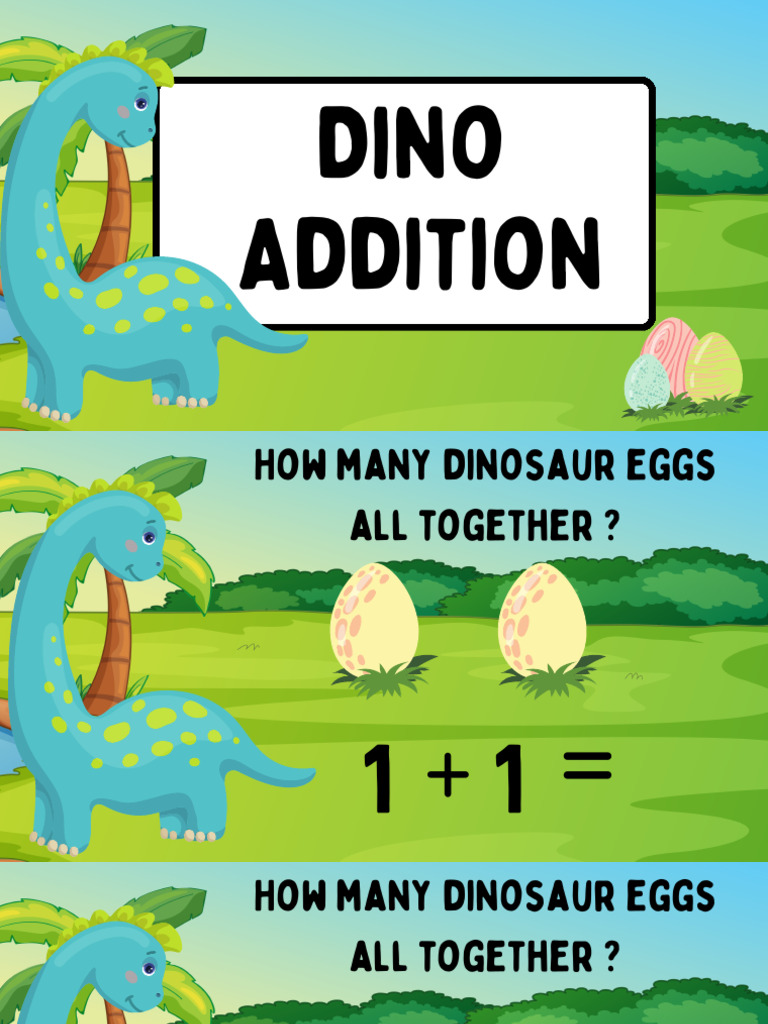 Colorful Animated Dinosaur Addition Presentation | PDF