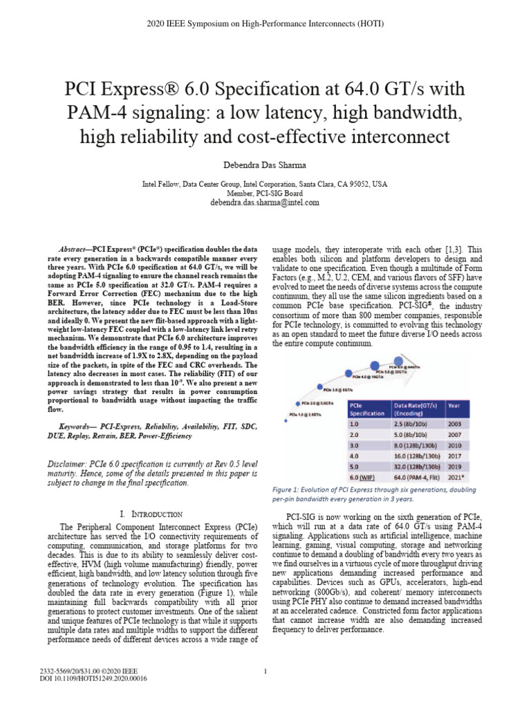 PCIe 6.0 Spec at 64GTps With PAM4 Signaling A Low Latency High ...