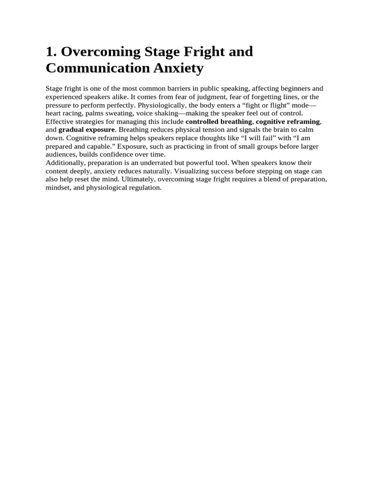 Overcoming Stage Fright Strategies | PDF