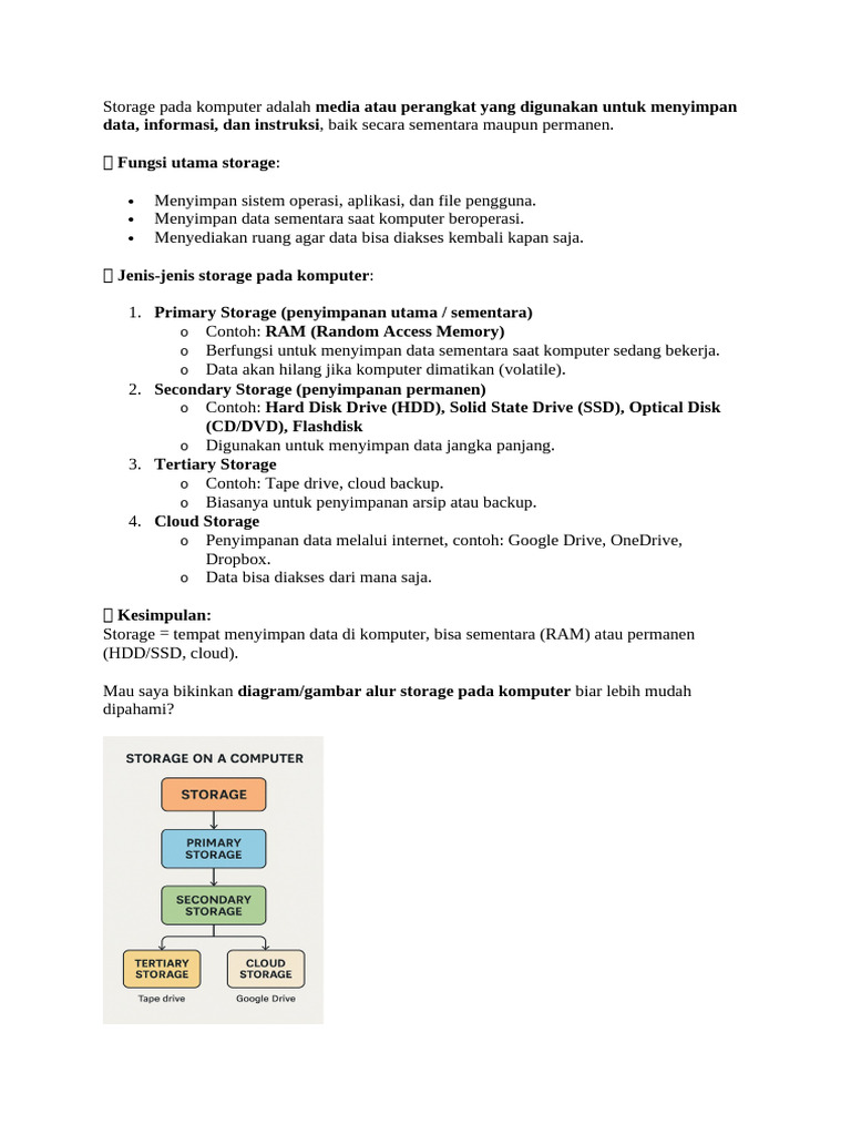 Jenis dan Fungsi Storage Komputer | PDF