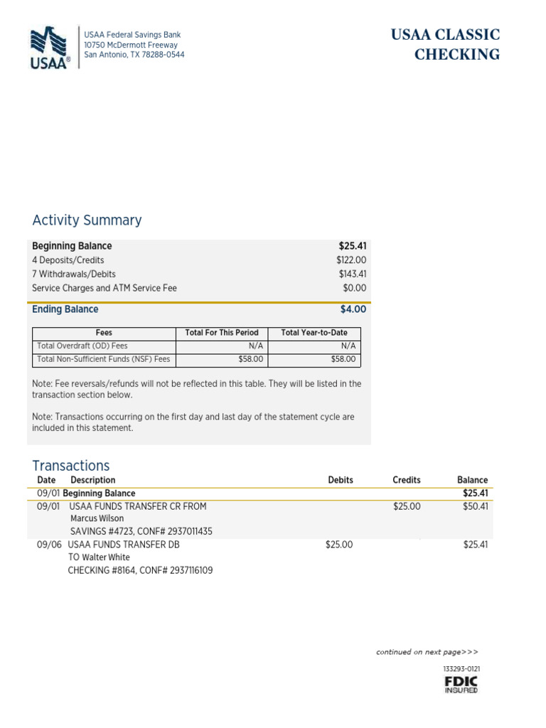 USAA-Statement 1 1 | PDF | Overdraft | Financial Services