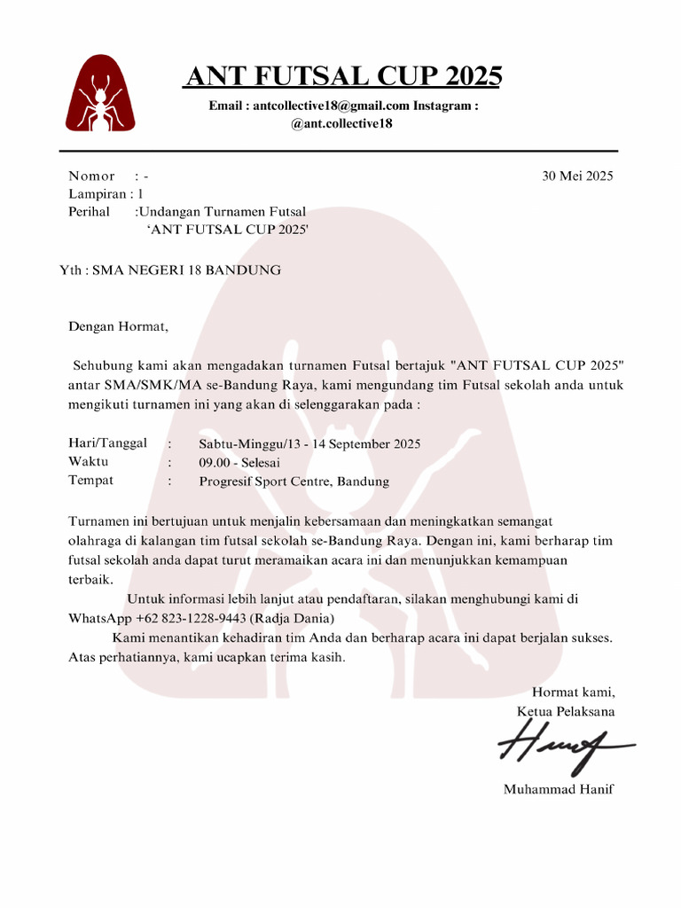 Surat Undangan Ant Futsal Cup 2025.Pdf - 20250825 - 213459 - 0000 | PDF
