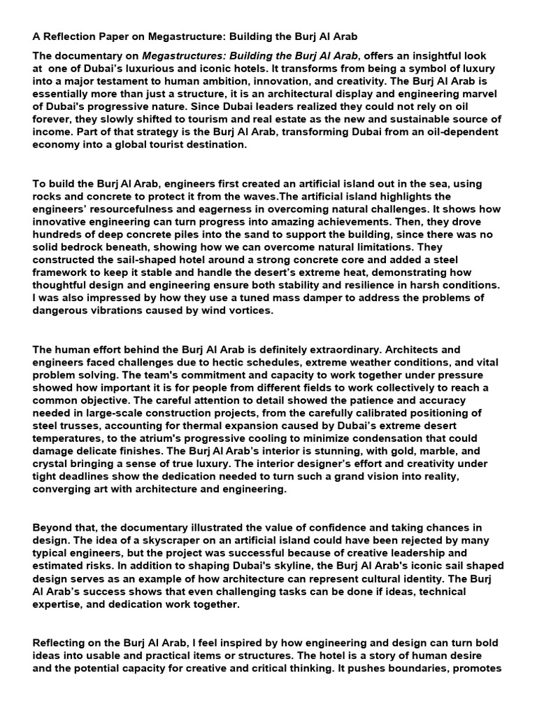 A Reflection Paper on Megastructure | PDF | Dubai