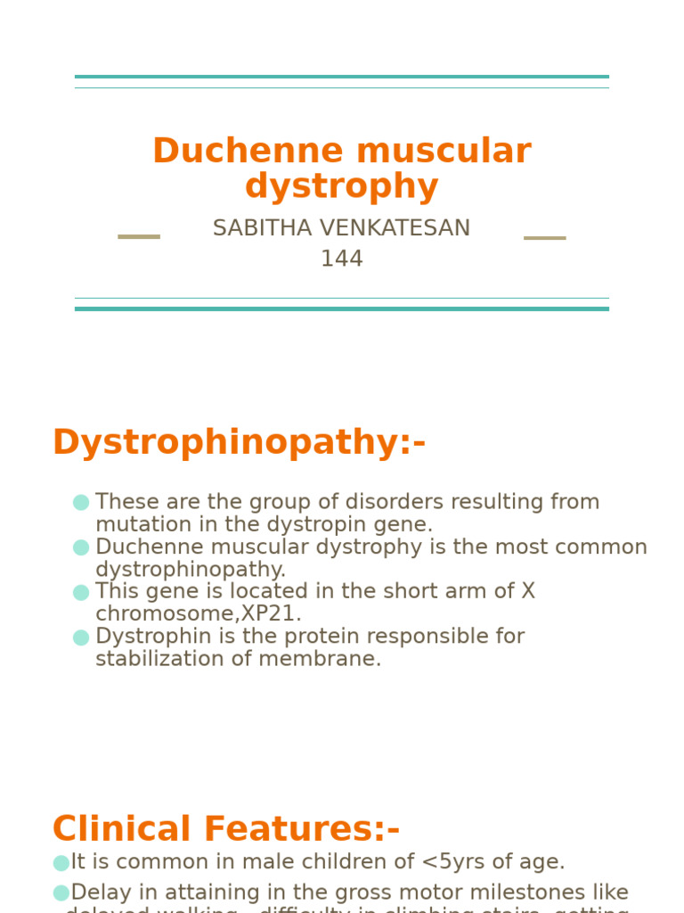 Duchenne Muscular Dystrophy Clinical Features | PDF | Medical Genetics ...