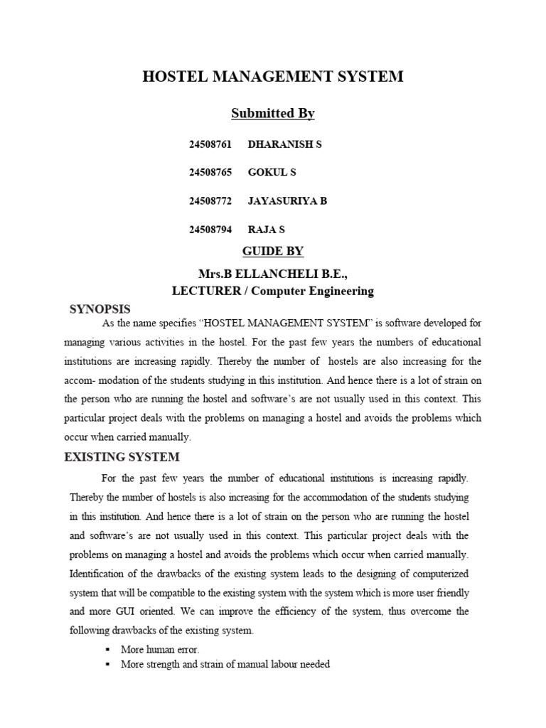 Hostel Management System Overview | PDF | My Sql | Php