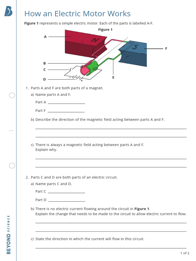 D.7 How An Electric Motor Works - HW | PDF | Magnetic Field | Magnetic ...