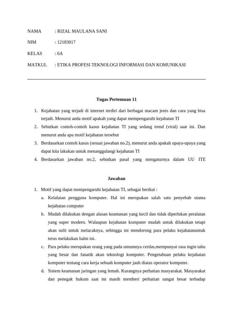 Tugas Pertemuan 11 Eptik - Rizal_12183017 | PDF