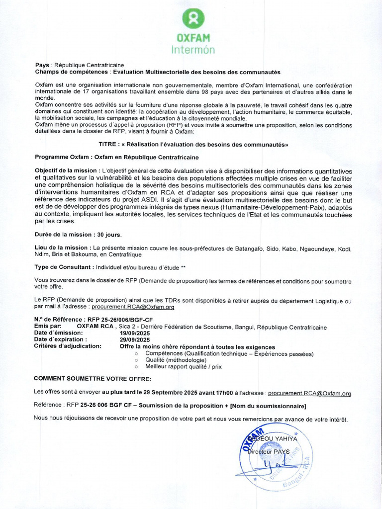 RFP 25-26 006 BGF CF_Evaluation Multisectorielle | PDF