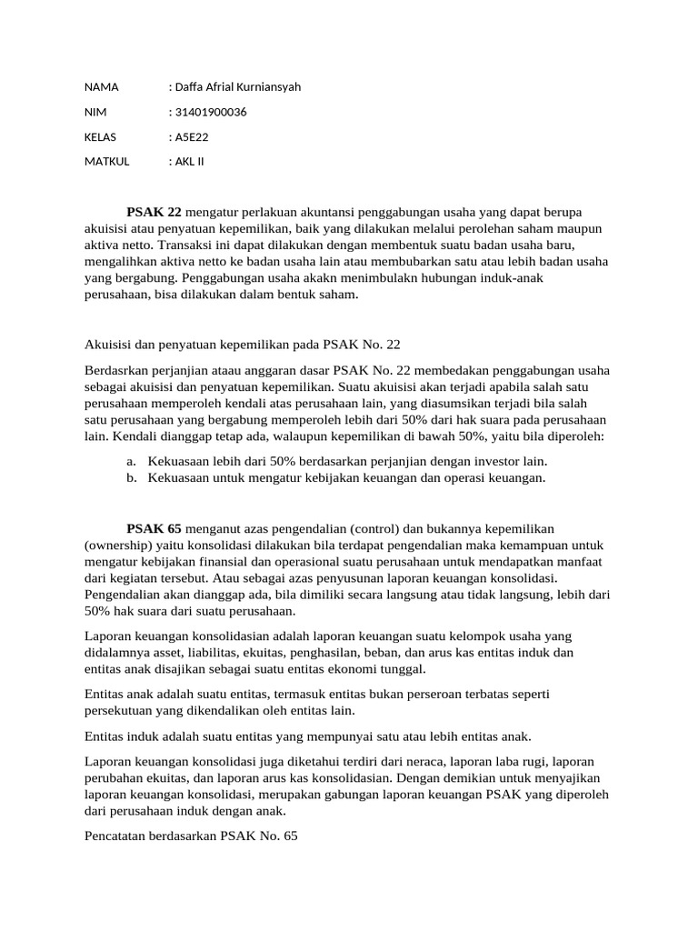 Resume PSAK 22&65 | PDF