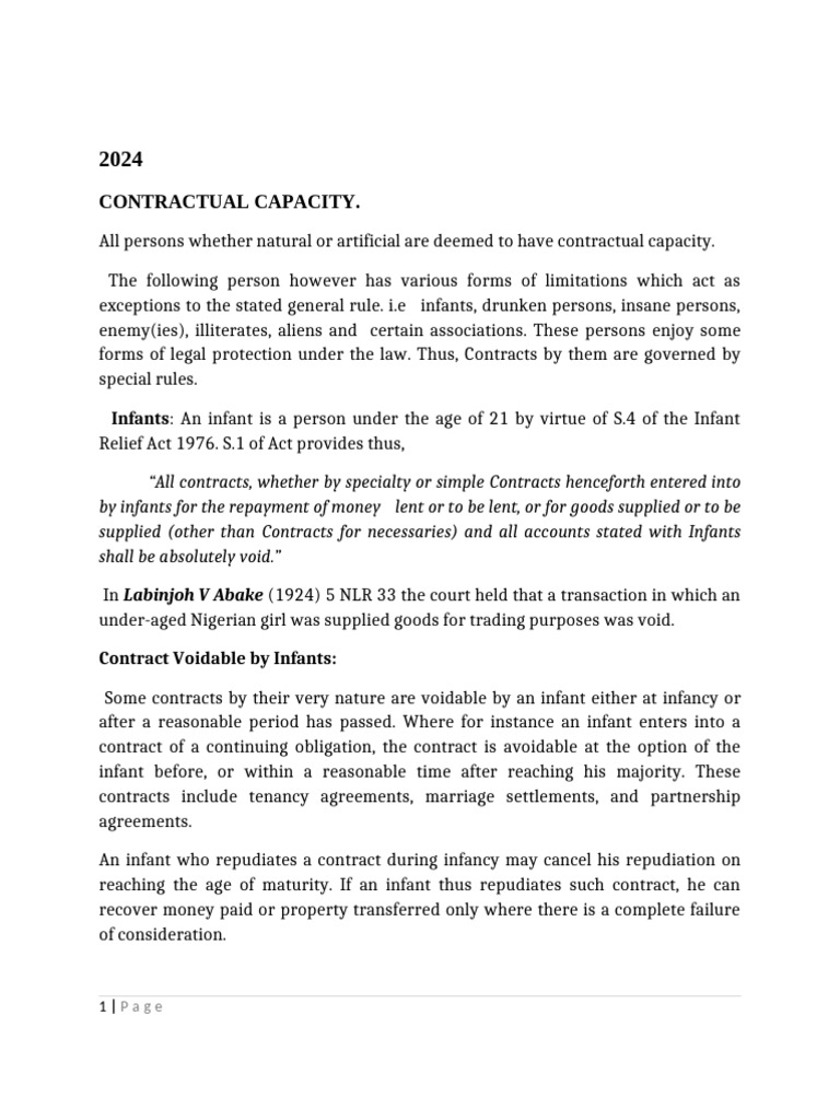 Contractual Capacity and Privity in Nigeria | PDF | Insurance ...