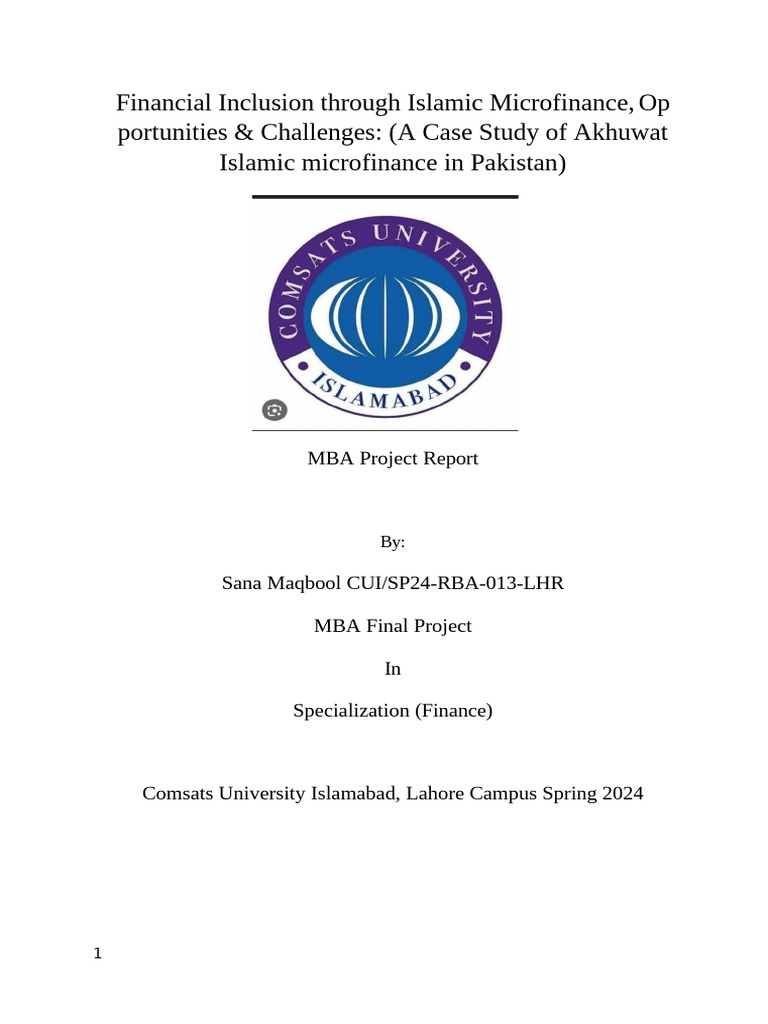 Financial Inclusion Through Islamic Microfinance - FP | PDF | Microfinance | Financial Inclusion