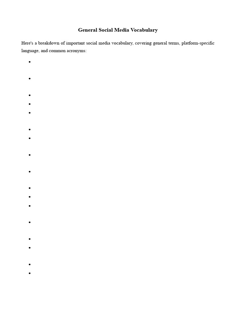 General Social Media Vocabulary | PDF | Popular Culture & Media Studies ...