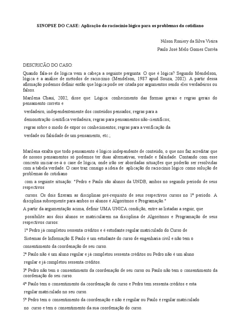 Case de Lógica | PDF | Lógica | Pensamento