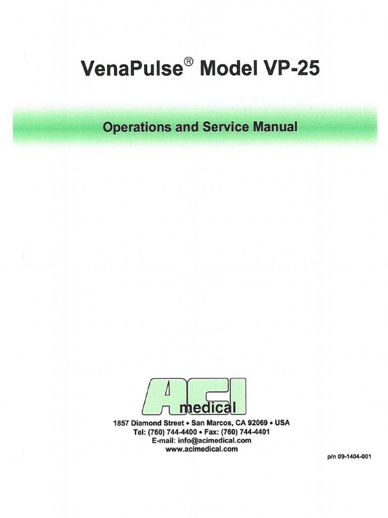 VP 25 Venapulse Manual | PDF