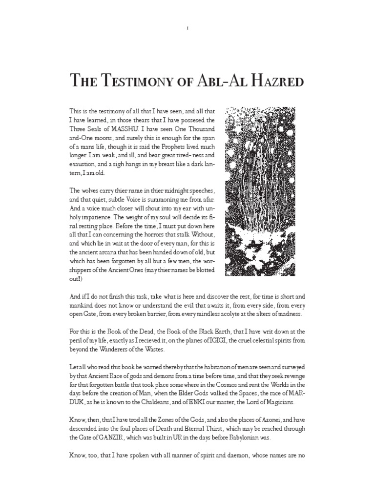 The Testimony of Abl-Al Hazred | PDF | Cthulhu | Cthulhu Mythos