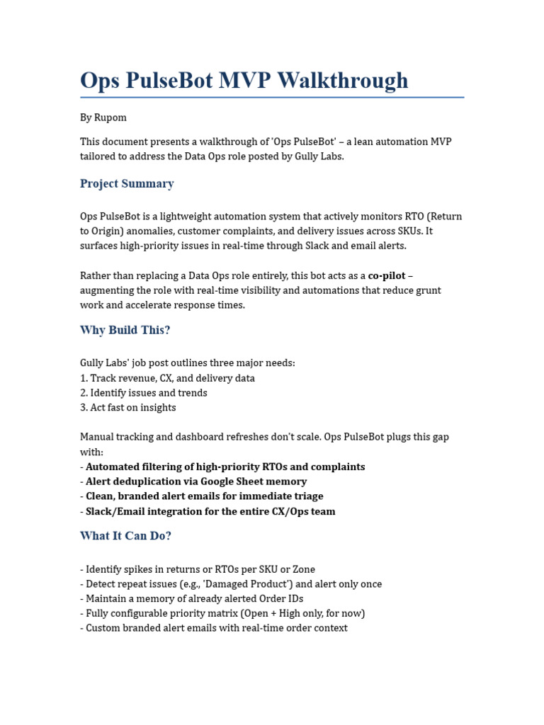 Ops PulseBot MVP Walkthrough | PDF | Information Technology | Computing